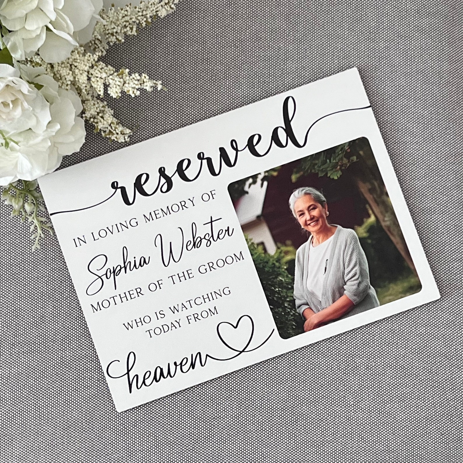Reserved Memorial Sign Wedding Decor - Personalized Memorial Plaque ...
