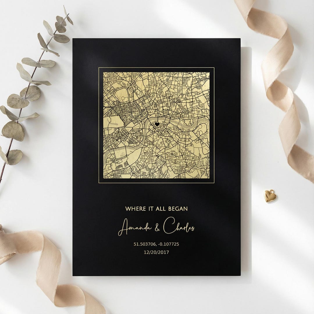 21st Anniversary Brass Map: Brass Wedding Anniversary Present - Etsy ...