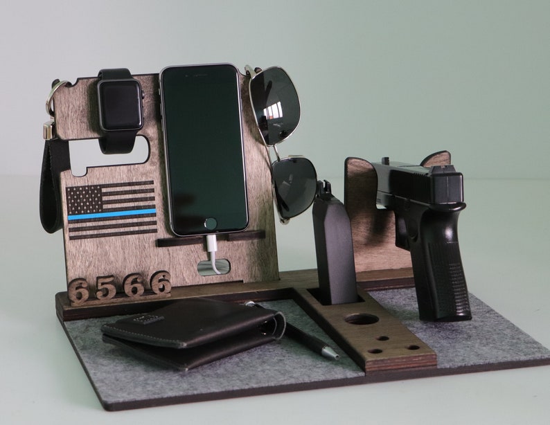 Personalized Police Desk Organizer Gift for Men Wood - Etsy