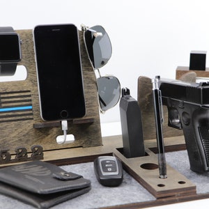 Police Officer Docking Station, Handgun Holder, Wood Stand for Gun, Law ...