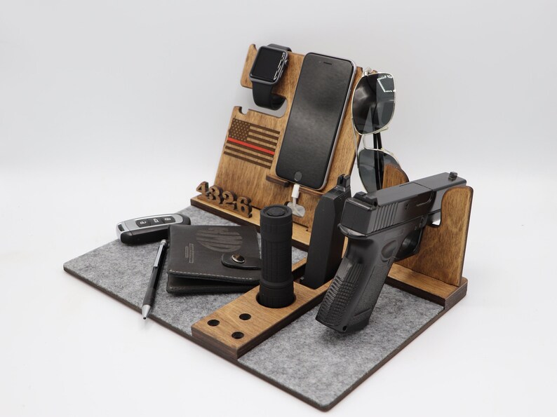 Firefighter Gift Wood Stand for Gun Nightstand With Gun - Etsy