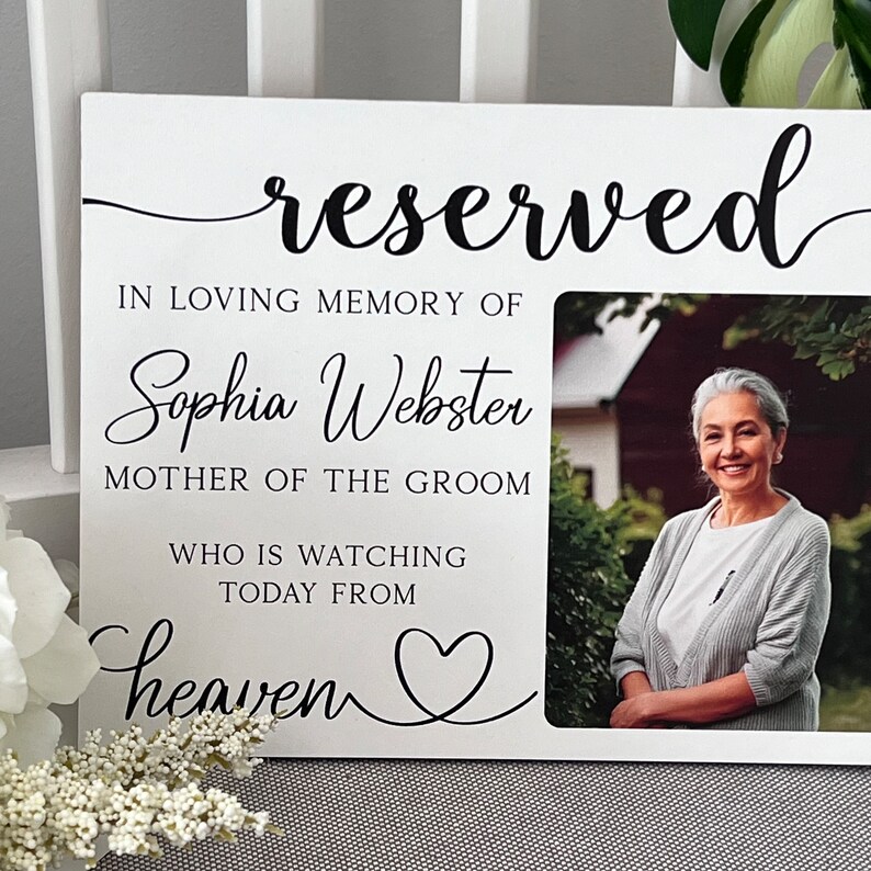 Reserved Memorial Sign Wedding Decor - Personalized Memorial Plaque ...