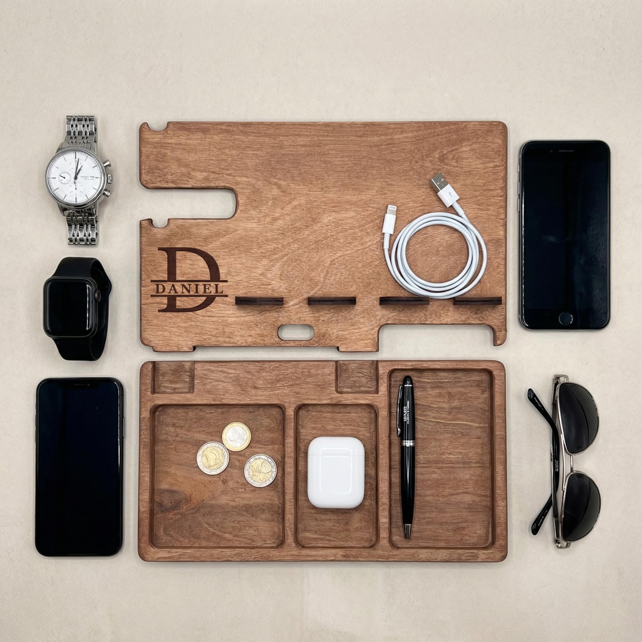 Personalized Wood Docking Station, Mens Desk Organizer - Father's Day ...
