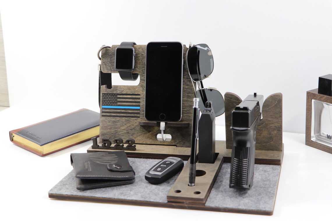 Police Officer Docking Station Handgun Holder Wood Stand for | Etsy