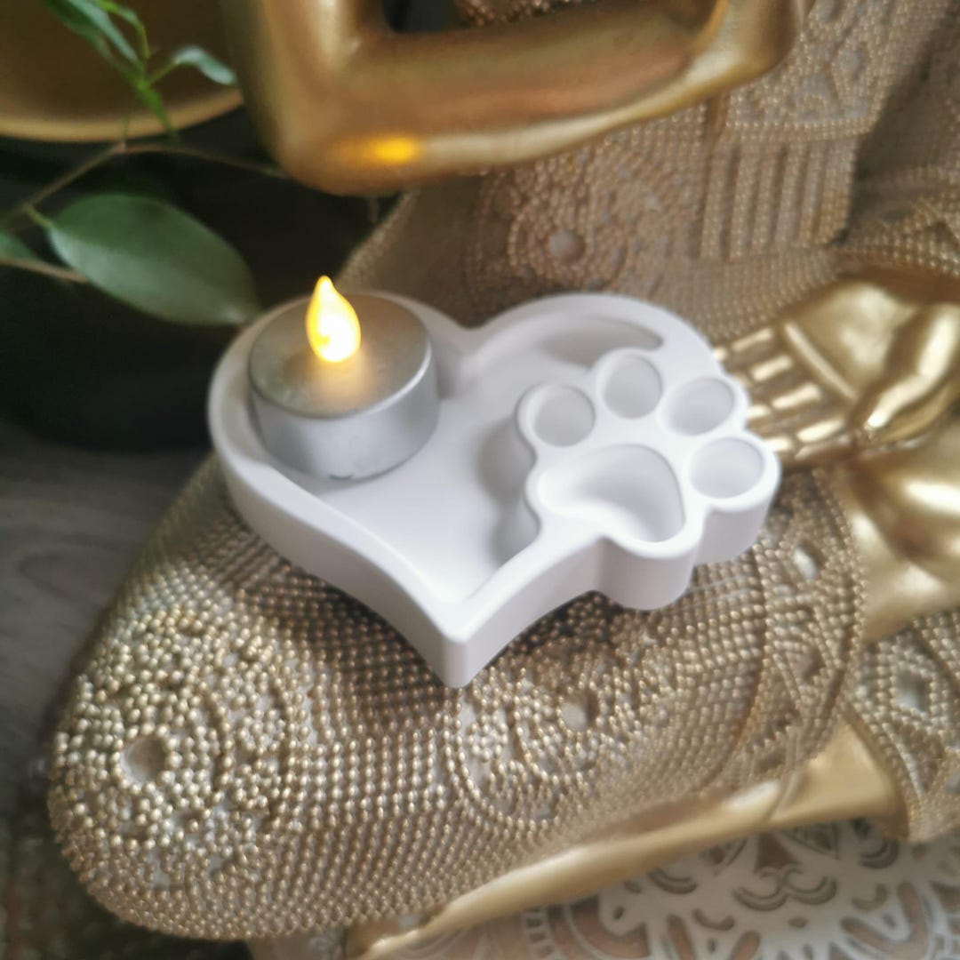In Memoriam - Heart/paw Memorial Stone for Beloved Pets With Battery ...