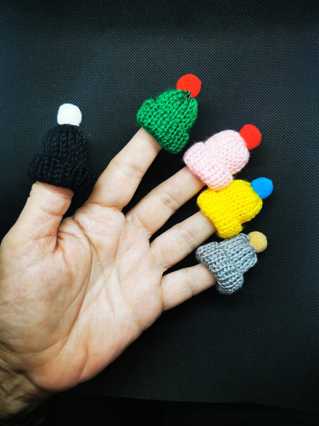 Miniature Knit Hats 5 Piece Set No. 2 Bobble Hats, Secret Santa Hats - Etsy