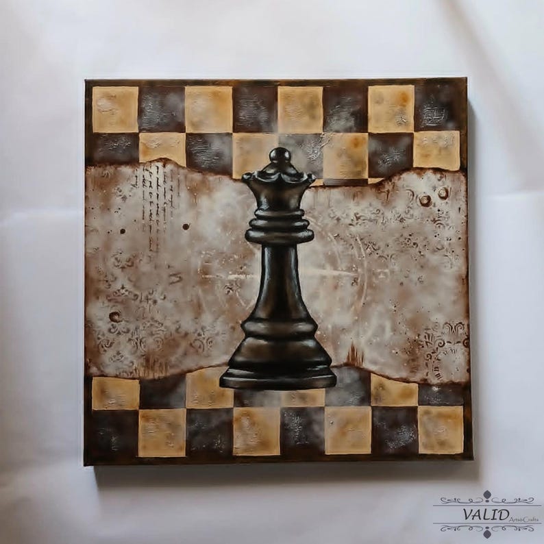 Original Chess Queen Painting | Rustic Vintage Chessboard | Gothic ...