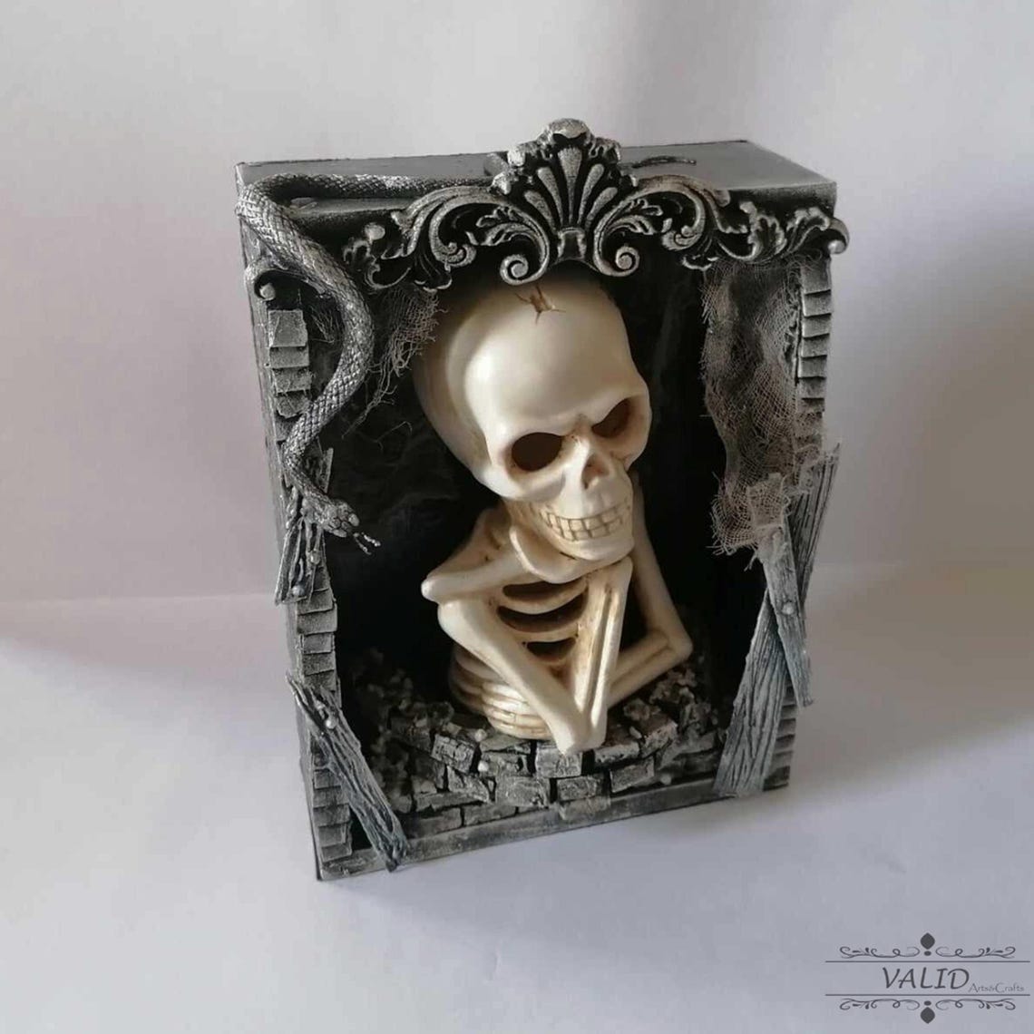Skeleton Shadow Box – Halloween Table Decor With Gothic Window Scene - Etsy