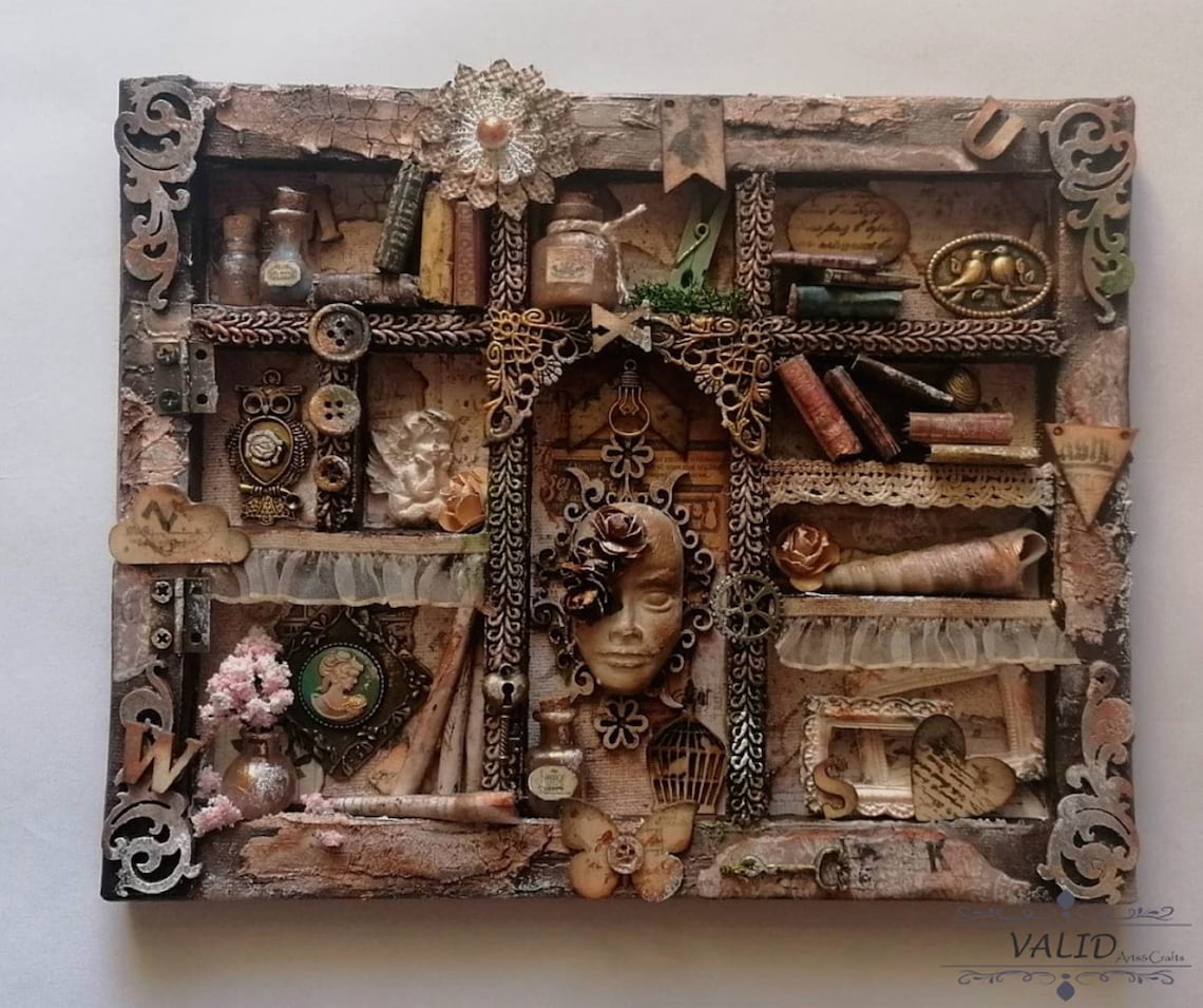 Curios Cabinet/assemblage Box/wall Decor/vintage Mixed Media Decor - Etsy