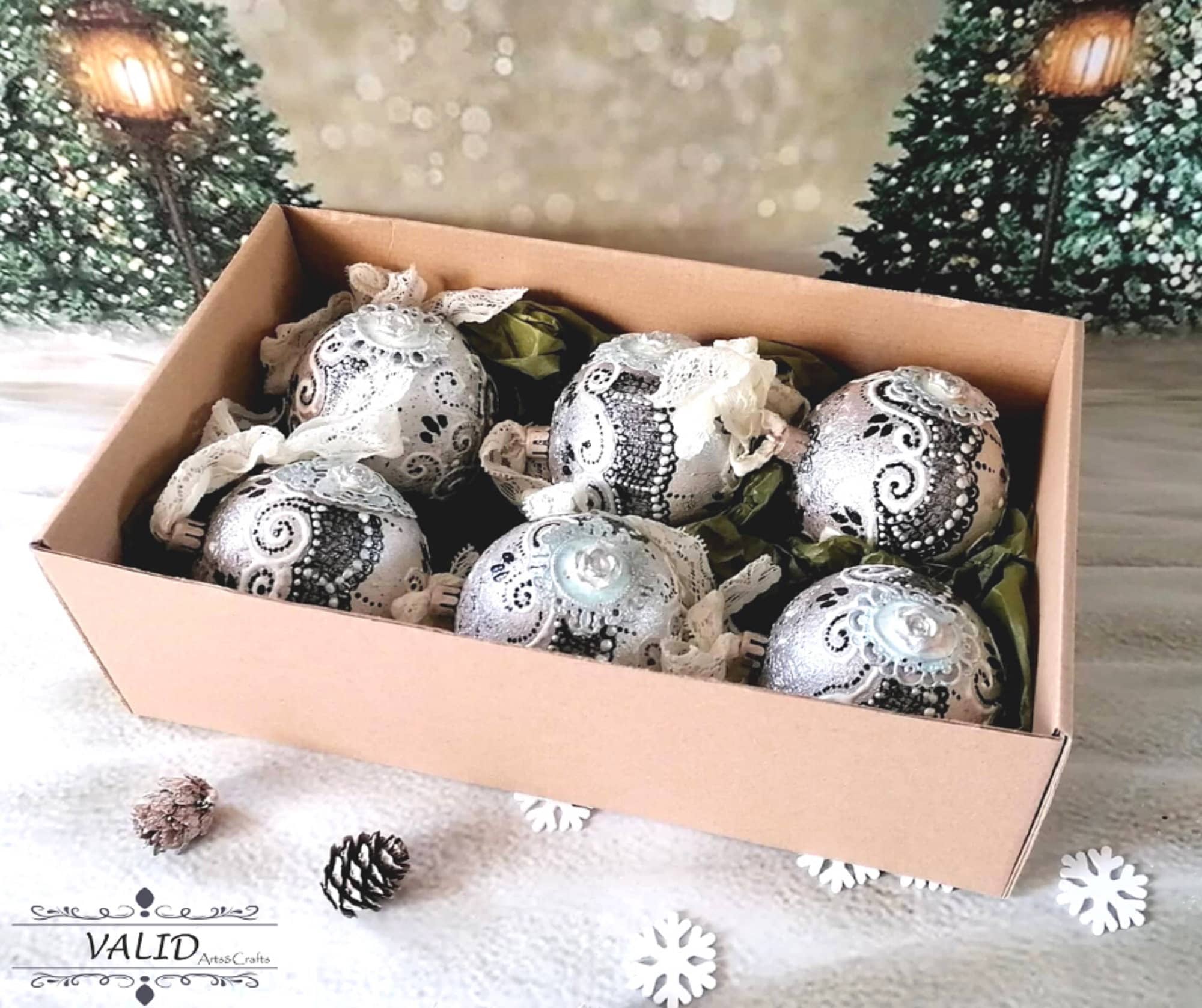 Handmade Christmas Balls in a Gift Box,vintage Christmas Decoration ...