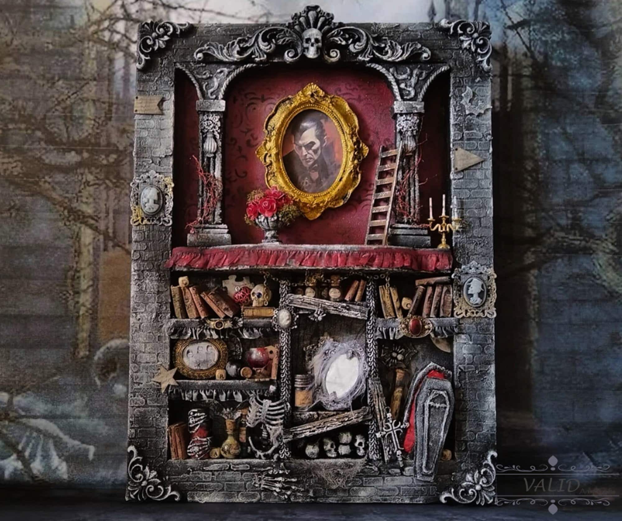 Gothic Dracula Hanging Cabinet: Mixed Media Vampire Diorama - Etsy
