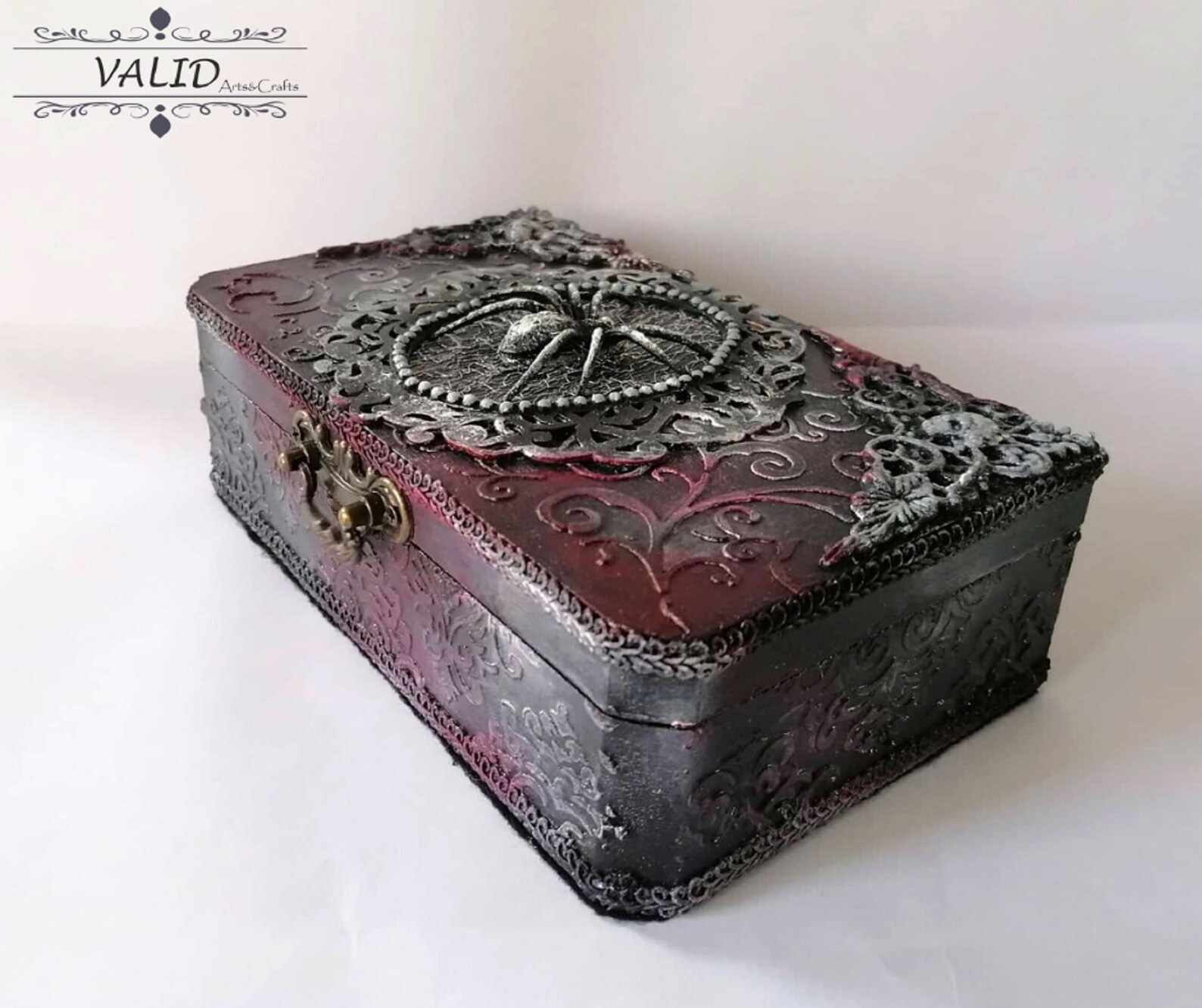 Spider Wooden Storage Box/gothic Style/black and Dark Red - Etsy