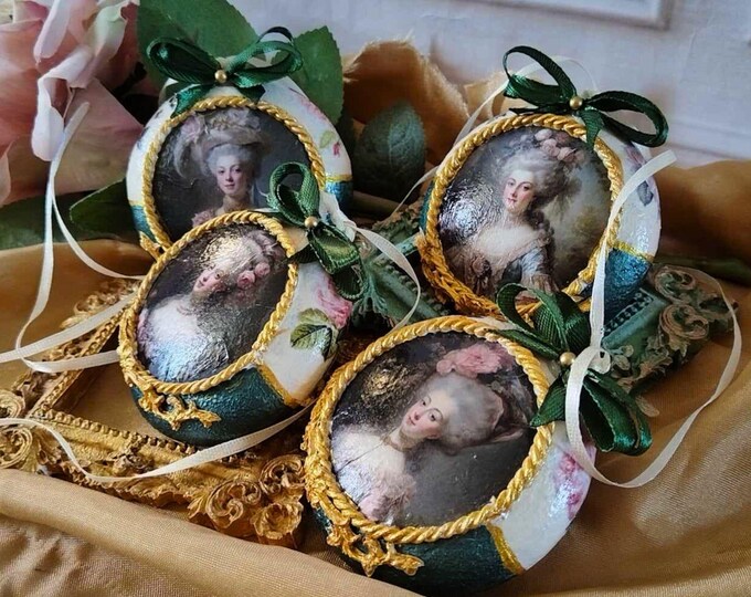 Rococo Style Christmas Decor – Set of 4 Handmade Medallions in Pastel ...