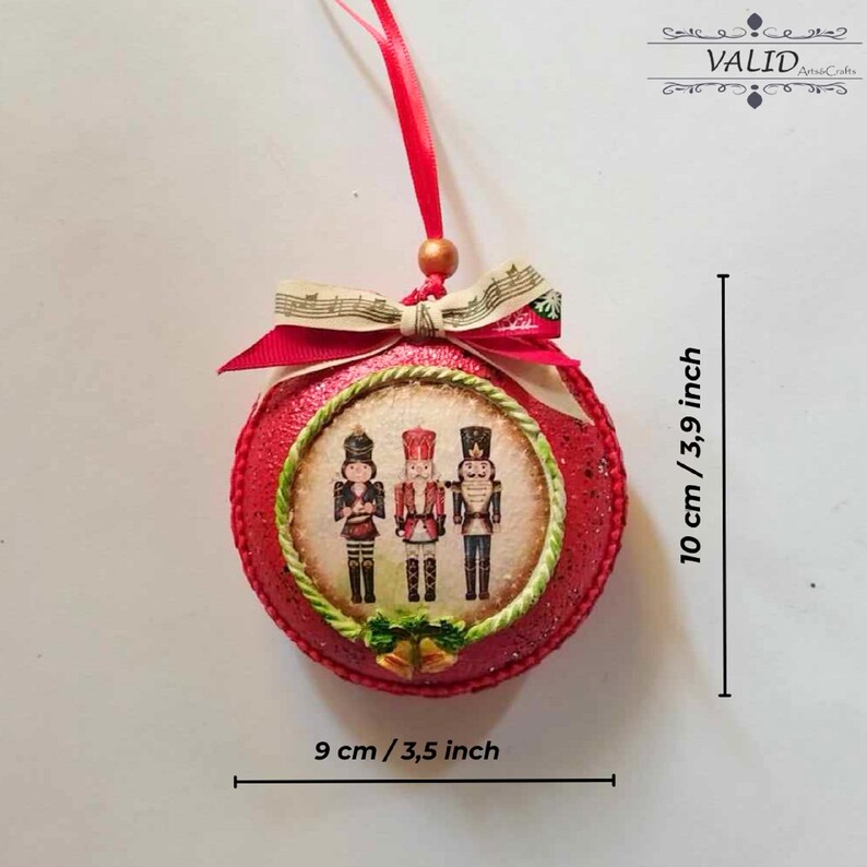 Handmade Red Christmas Tree Medallions: Decoupage Ornament Set of 6 - Etsy