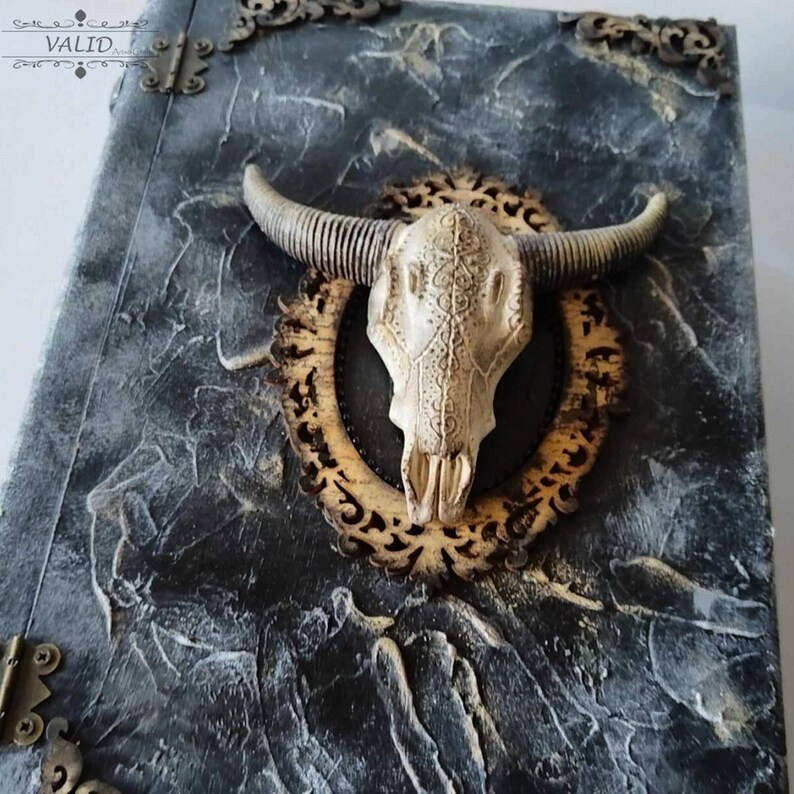 Gothic Horned Bull Skull Book Box, Large Wooden Book Box - Etsy