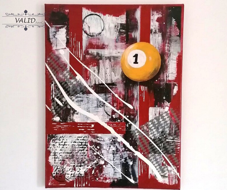 Original Abstract Red Acrylic Decor/billiard Pool Balls - Etsy
