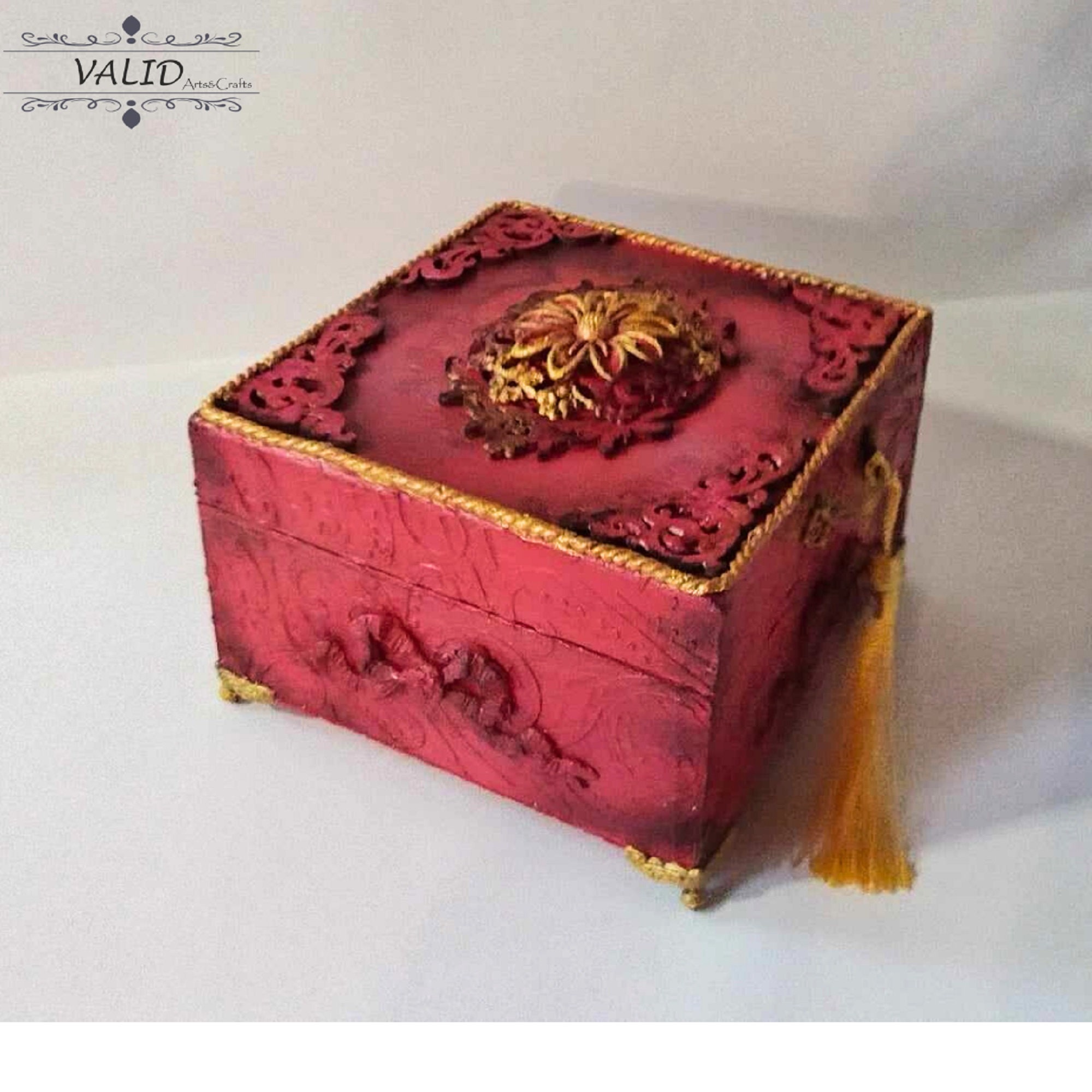 Red Handmade Wooden Box, Jewelry Organizer - Etsy