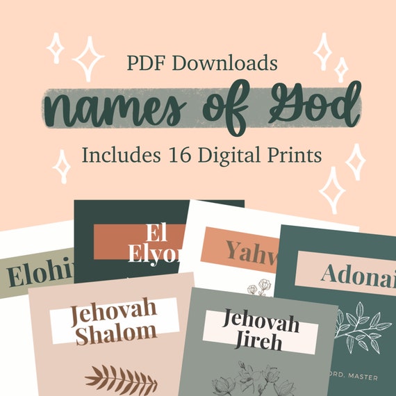 Earthy Christian Wall Decor Names of God Digital Downloads - Etsy