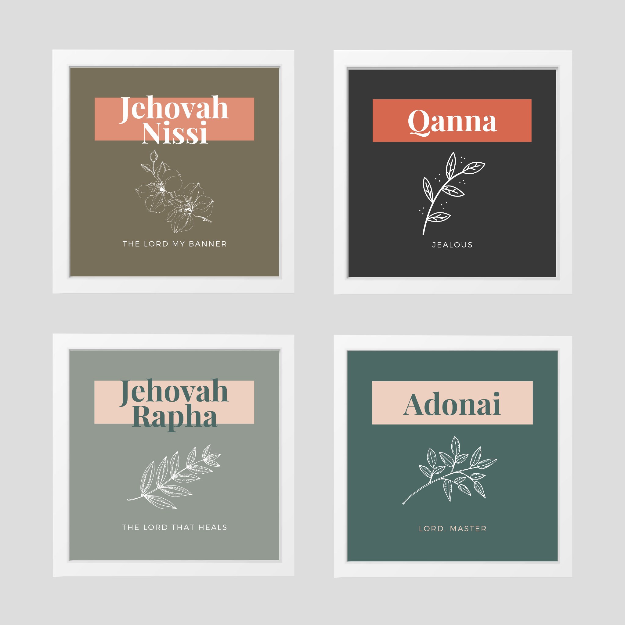 Earthy Christian Wall Decor Names of God Digital Downloads | Etsy