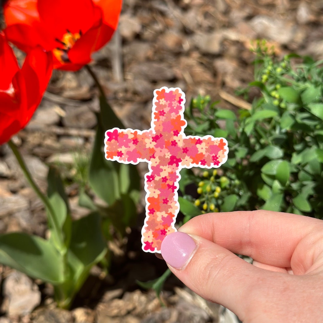 Floral Cross Sticker, Christian Sticker, God is Good, Jesus Loves ...