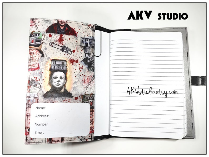 HORROR MOVIE Notebook Cover With Pen. Card Slot. Snap Closure ...