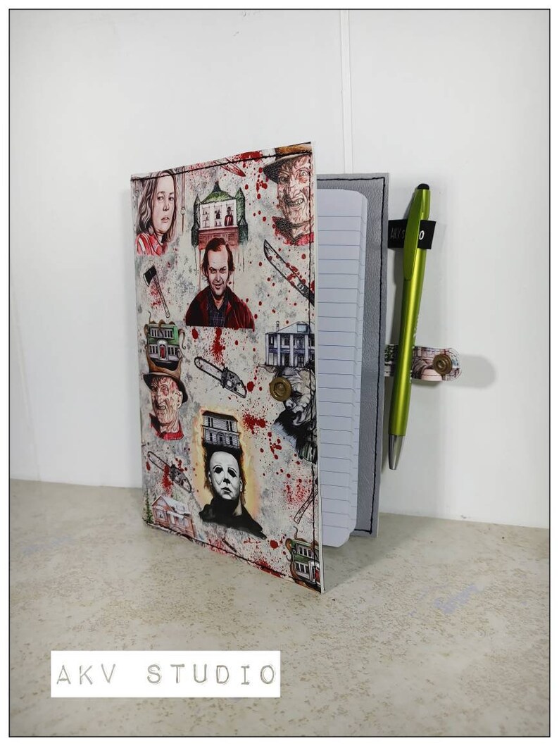 HORROR MOVIE Notebook Cover With Pen. Card Slot. Snap Closure. - Etsy