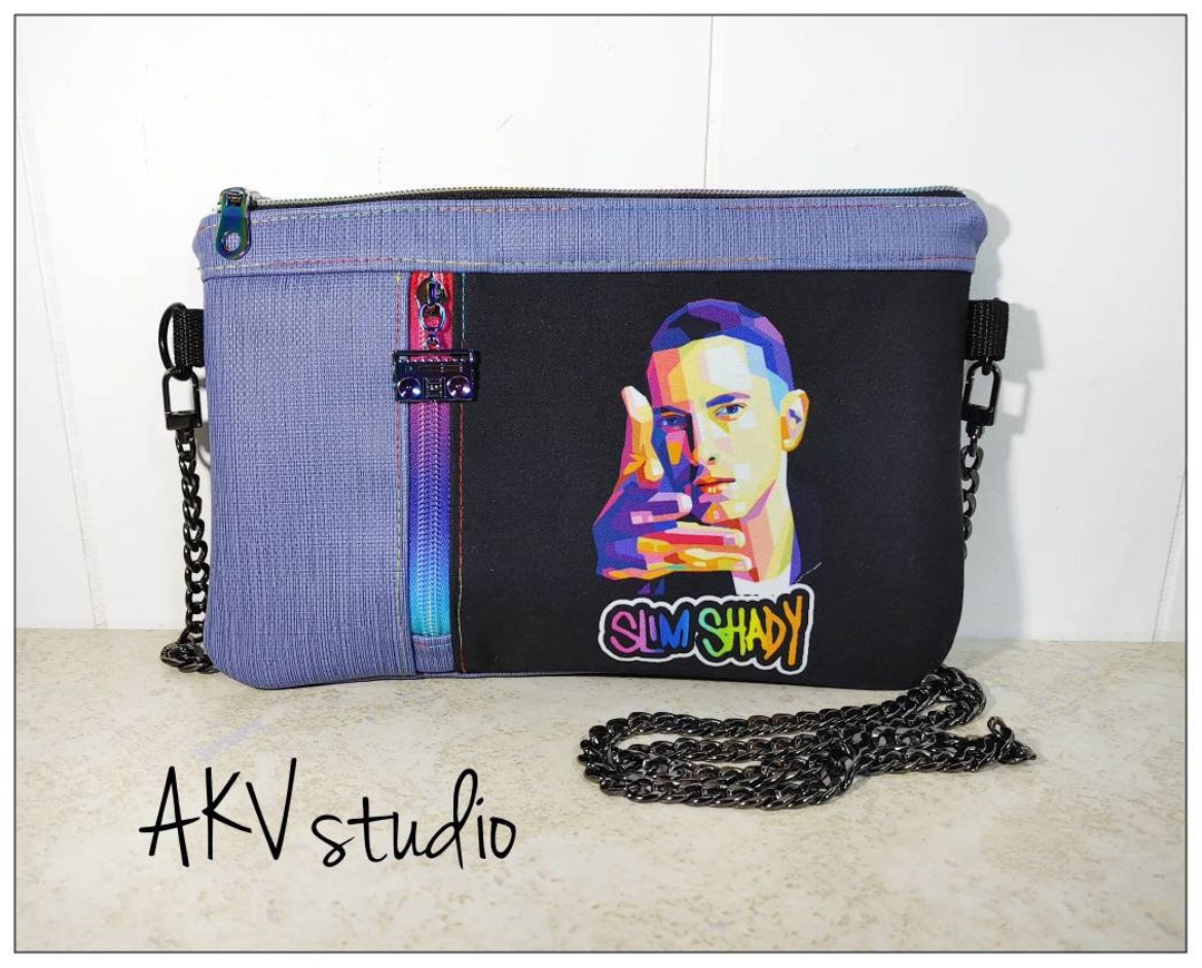 SLIM SHADY Crossbody Bag. Faux Leather. Boom Box Zipper Pull. Zippy ...