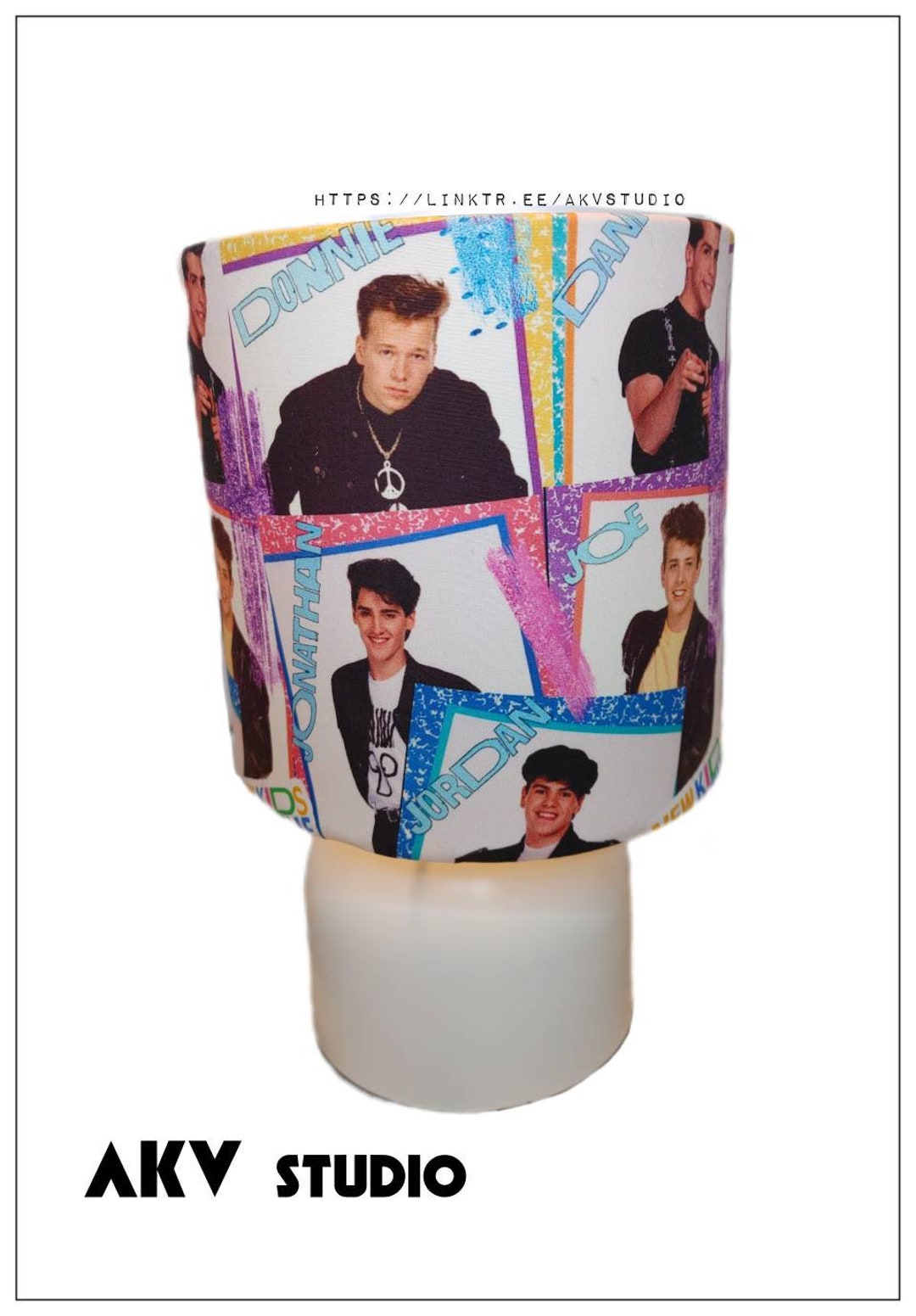 80's Boy Band Handmade Shade With White Lamp Base. On/off Switch on ...