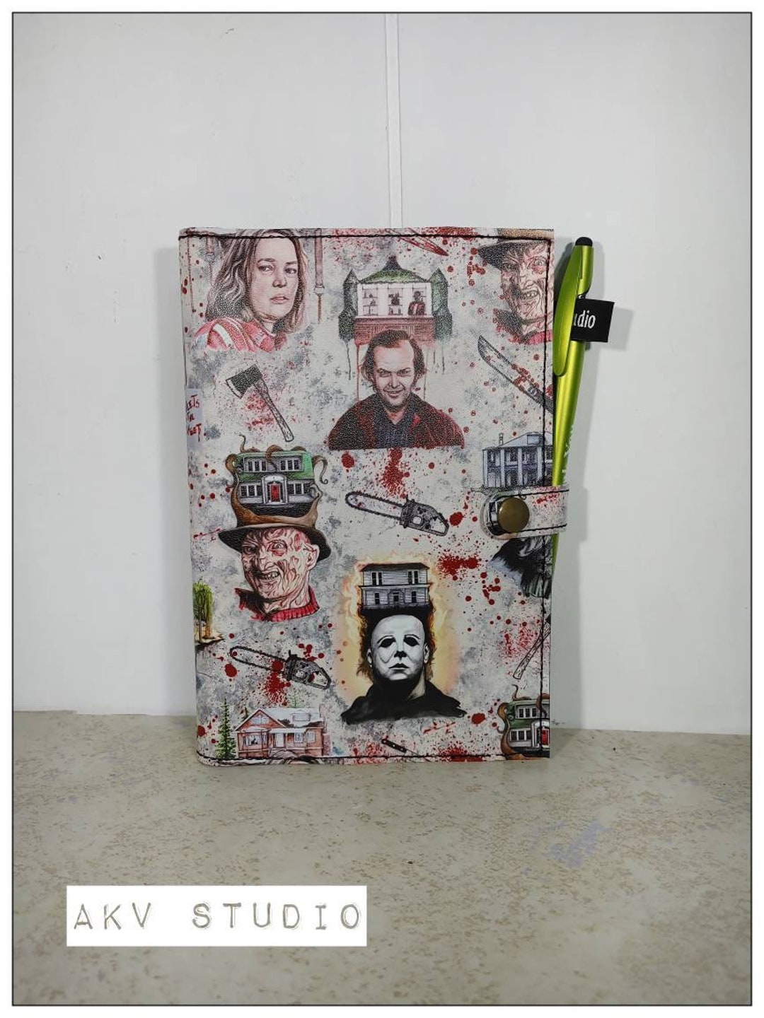 HORROR MOVIE Notebook Cover With Pen. Card Slot. Snap Closure. - Etsy