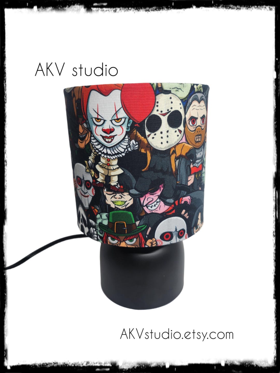 Horror Character Shade With Black Lamp Base. On/off Switch on Cord. LED ...