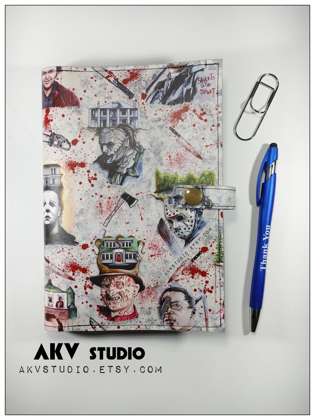 HORROR MOVIE Notebook Cover With Pen. Card Slot. Snap Closure ...