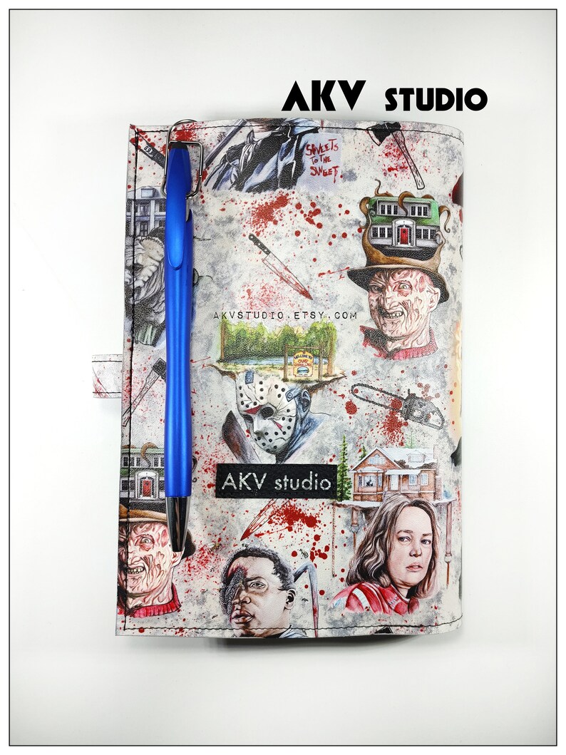 HORROR MOVIE Notebook Cover With Pen. Card Slot. Snap Closure ...
