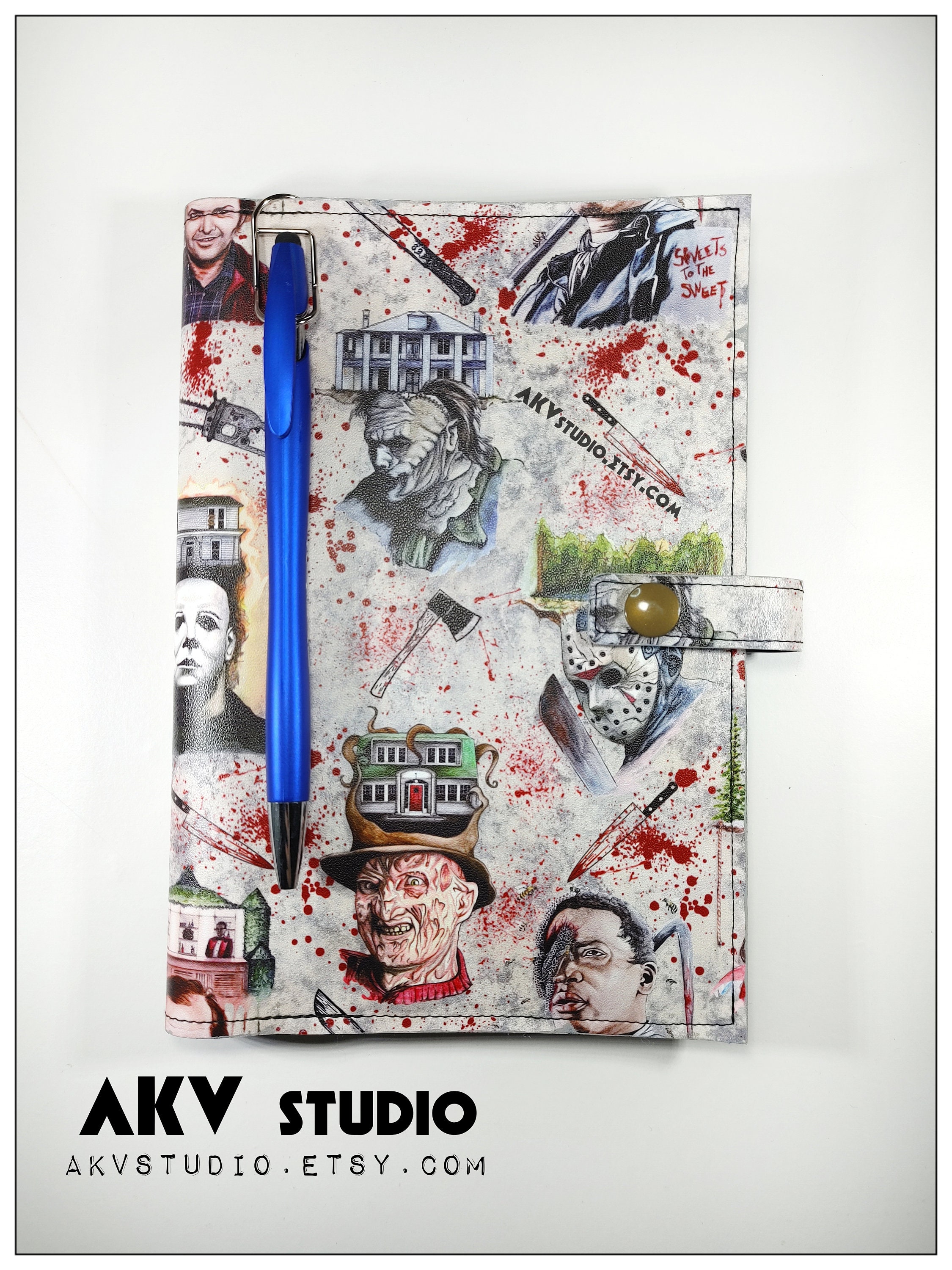 HORROR MOVIE Notebook Cover With Pen. Card Slot. Snap Closure ...