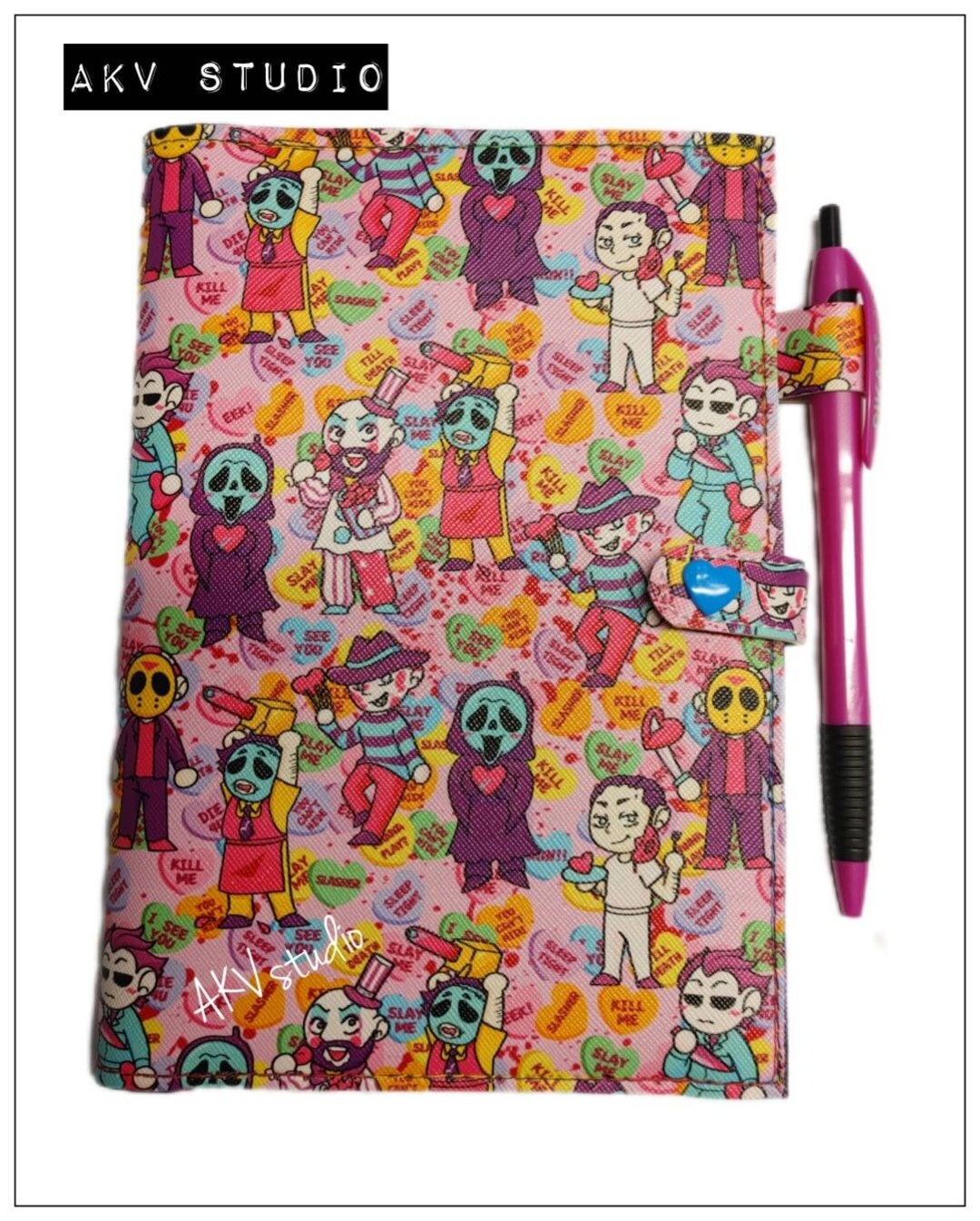 Pastel Valentine Horror Notebook Cover With Pen. Refillable. 2 Sizes ...