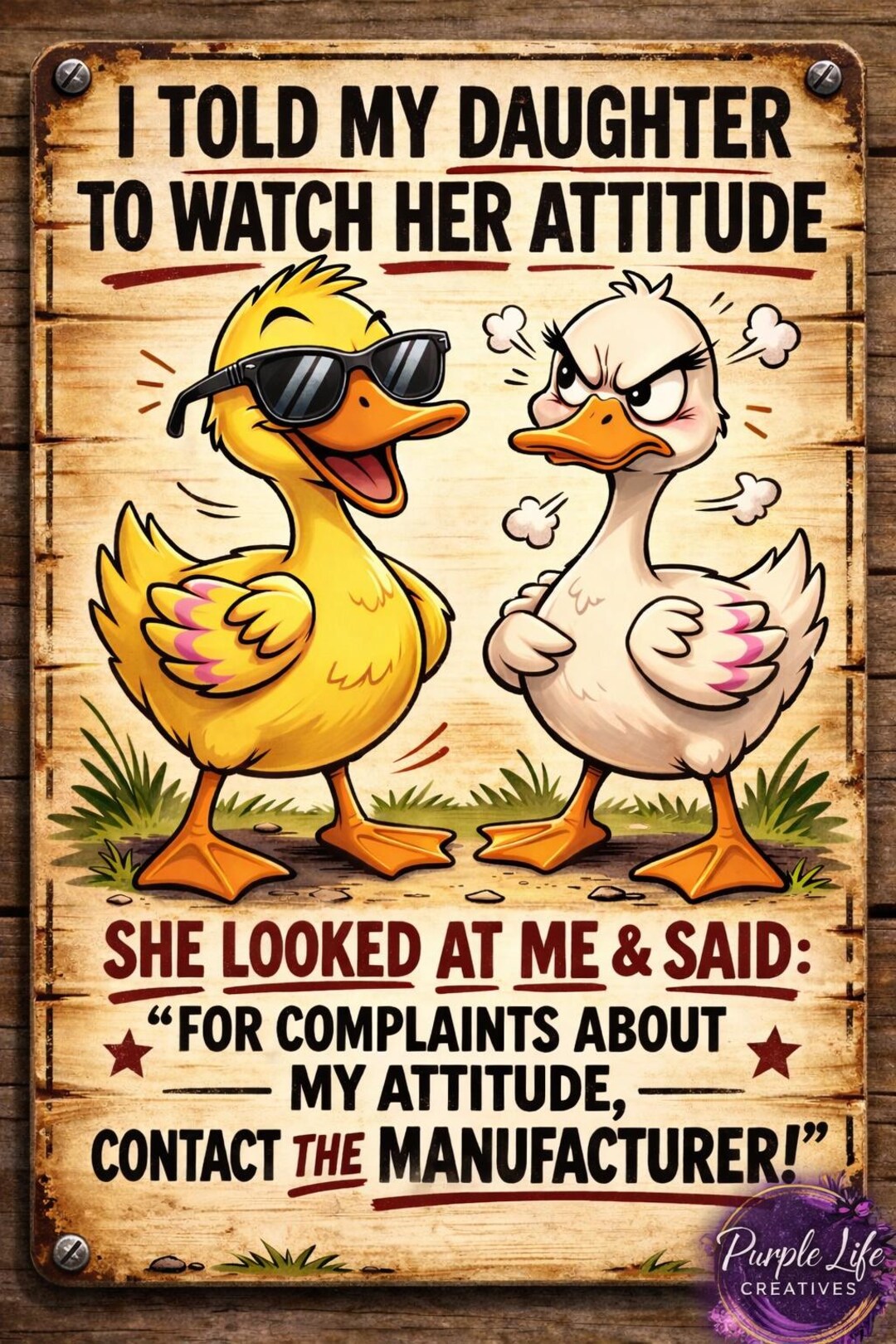 Funny Daughter Attitude Duck SVG, Contact Manufacturer Meme Design ...