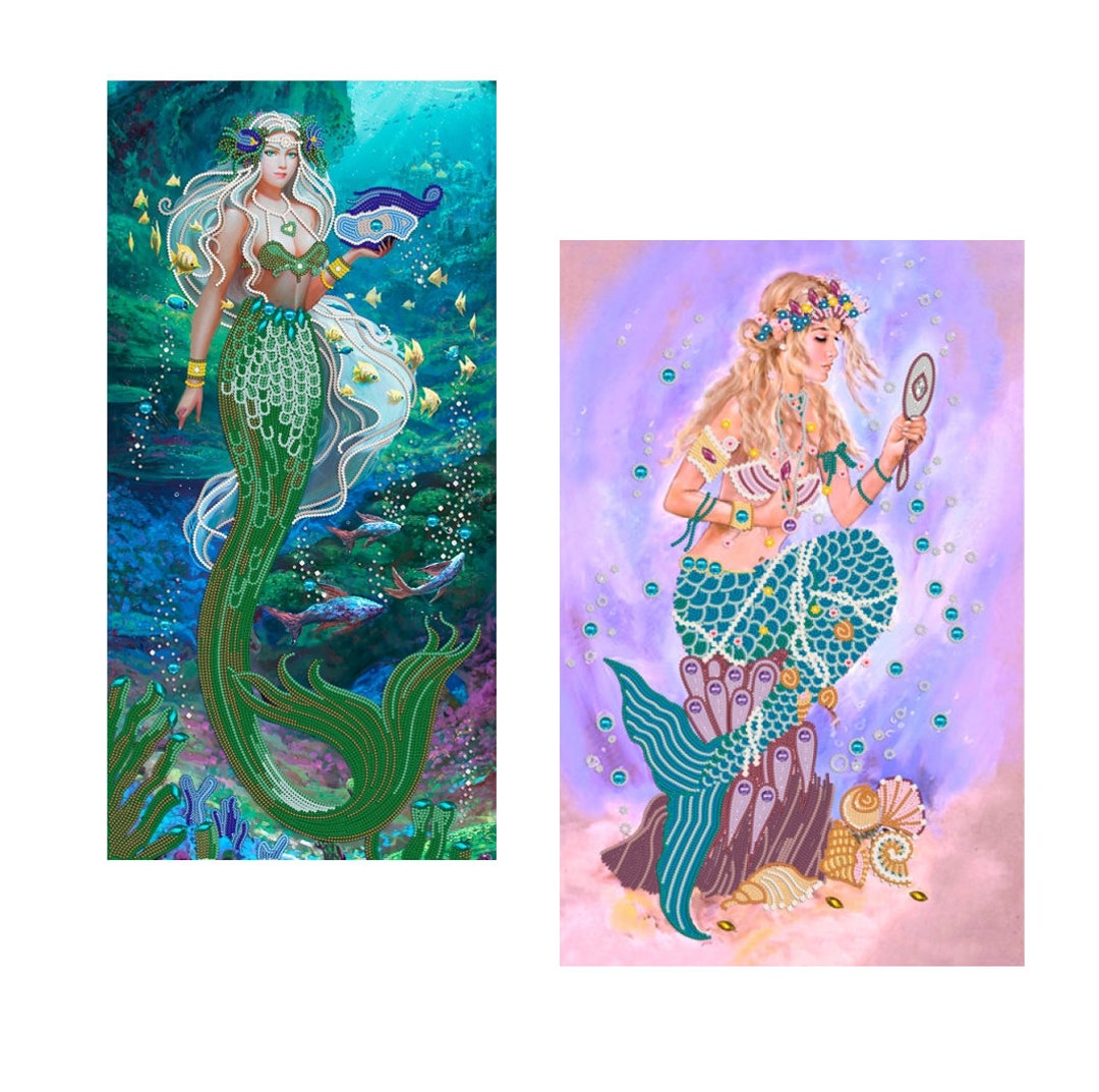 Bead Embroidery Kit mermaid, Marine Theme Embroidery, Beaded Stitching ...