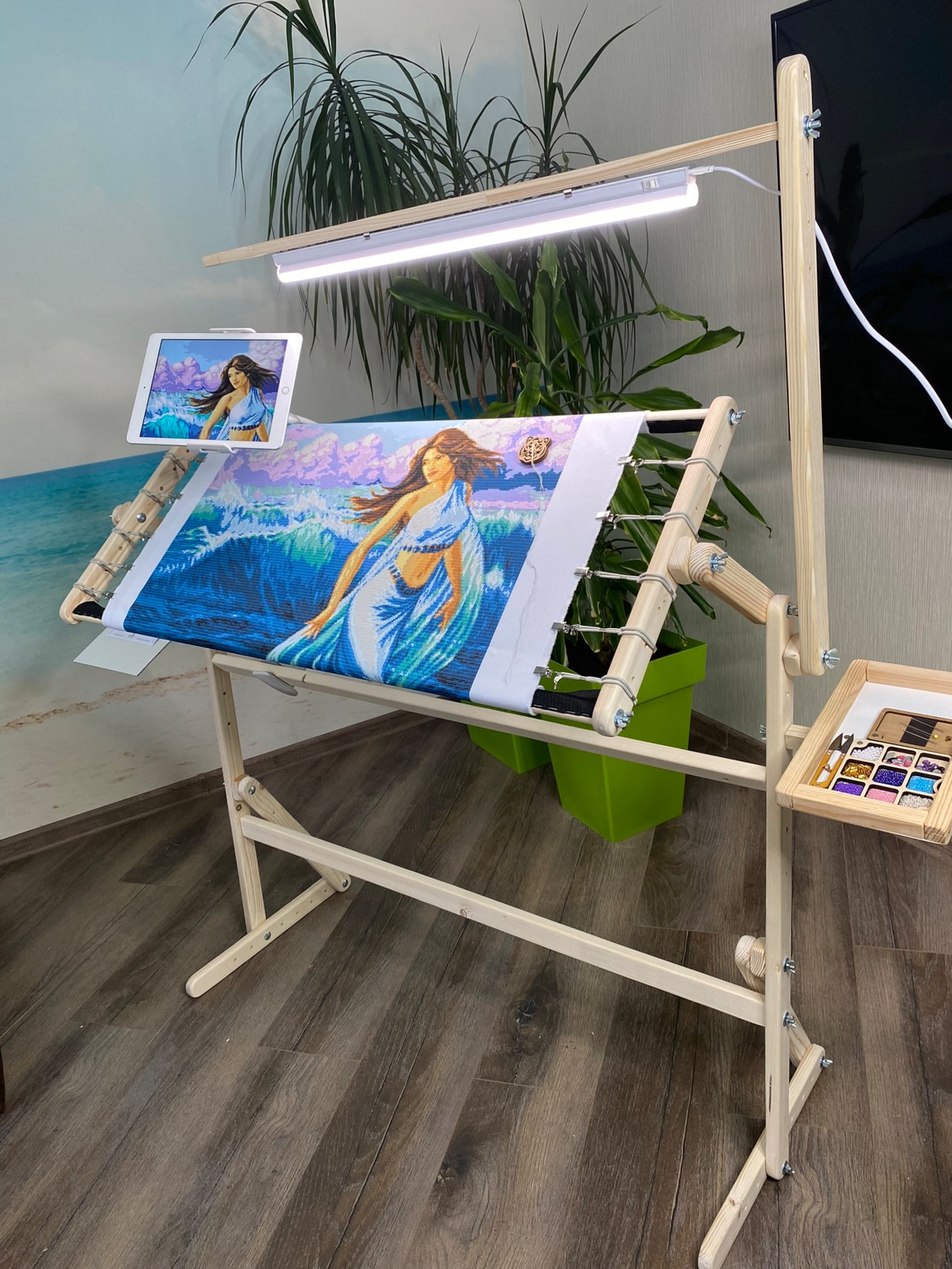 Cross Stitch Stand With Illumination Floor Standing Embroidery - Etsy