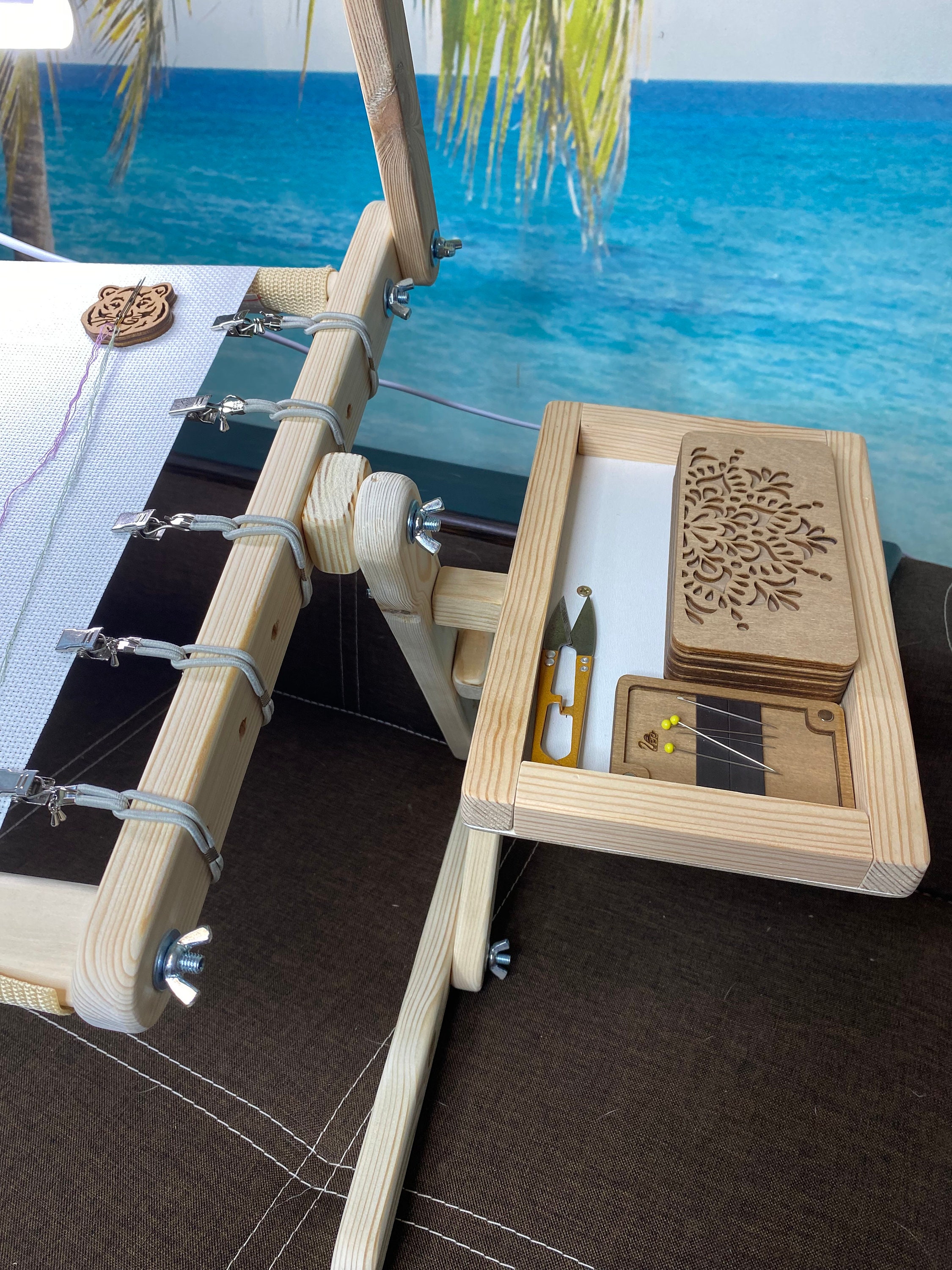 Wooden Embroidery Stand With Tablet and Pattern Holder Cross - Etsy