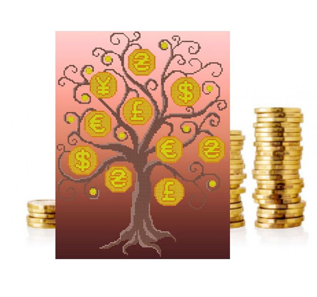 MONEY TREE Bead Embroidery Set,symbol of Wealth ,needlepoint Tapestry ...