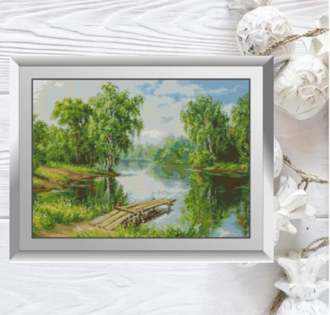 Diamond Painting Set "birch Trees by the River", Diamond Painting ...
