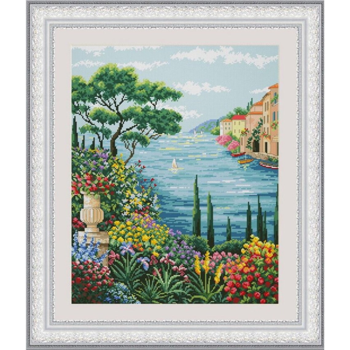 ITALIAN COAST Cross Stitch Kit , Embroidery Kit, Needlework Kit, Cross ...