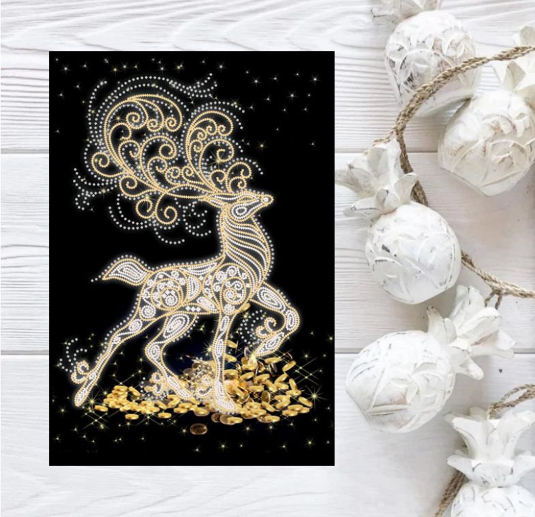 Bead Embroidery Set golden Hoof, Embroidery Kit, Beaded Cross Stitch ...