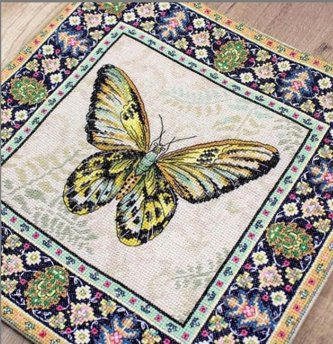 Vintage Butterfly Cross Stitch Kit Embroidery Kit Needlework - Etsy
