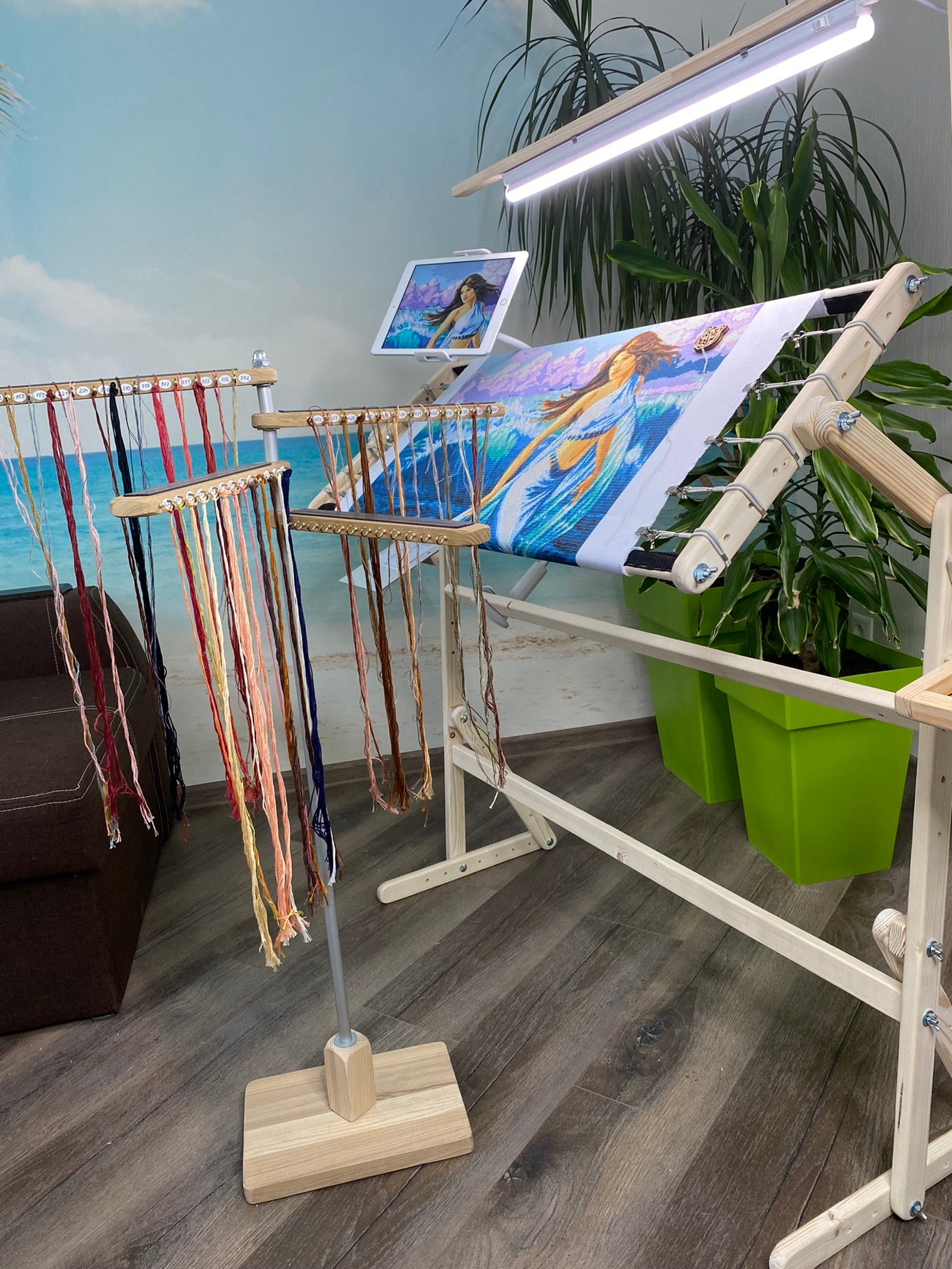 Cross Stitch Stand With Illumination Floor Standing Embroidery - Etsy