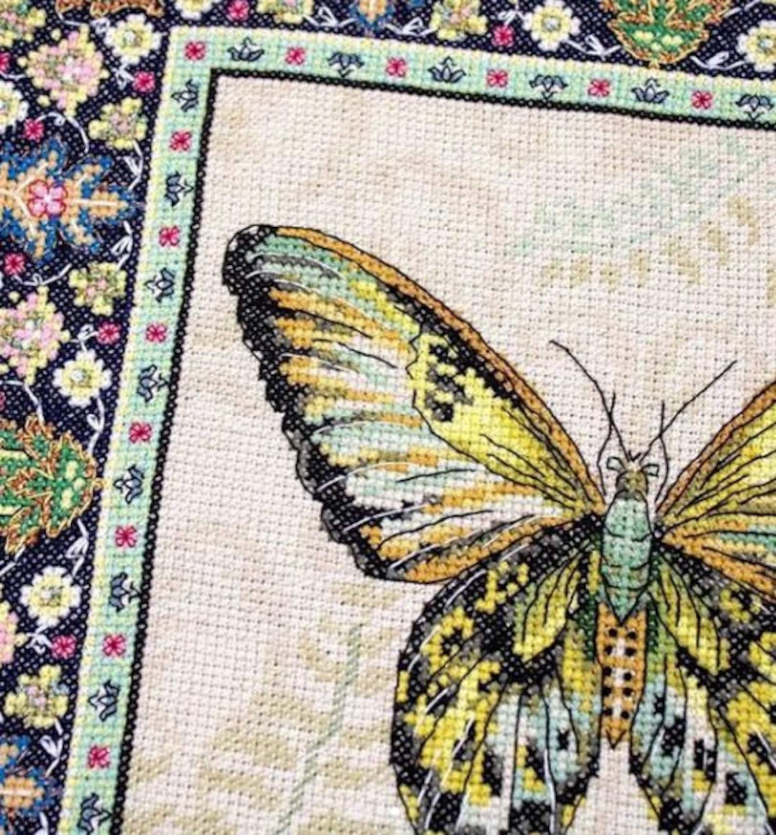 Vintage Butterfly Cross Stitch Kit Embroidery Kit Needlework - Etsy