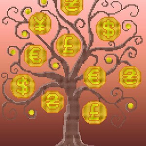 MONEY TREE Bead Embroidery Set,symbol of Wealth ,needlepoint Tapestry ...