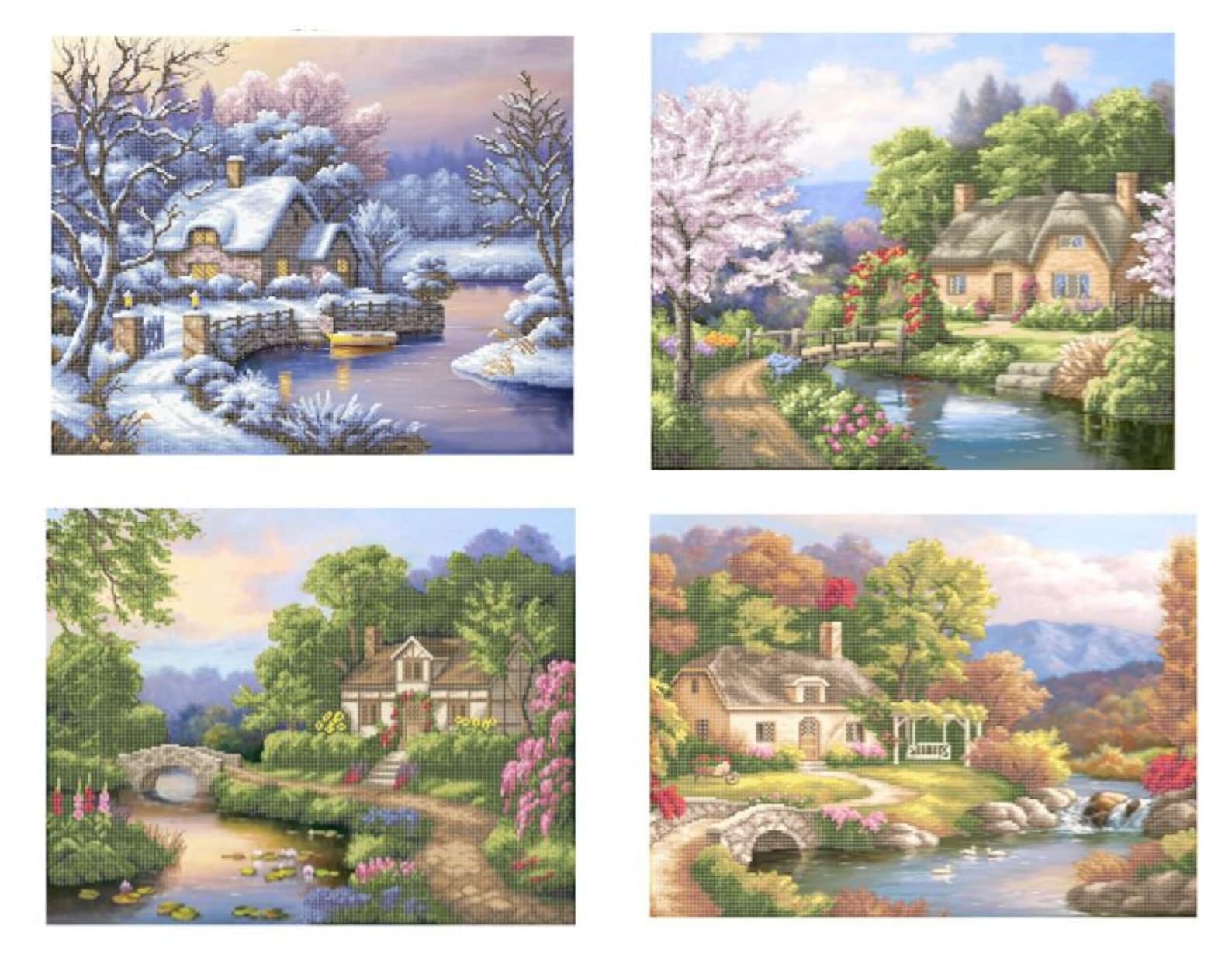 Seasons Winter Spring Summer Autumn Bead Embroidery Set,needlepoint ...