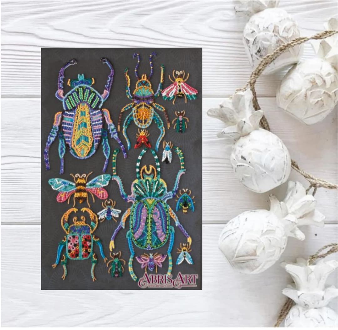 Set for Embroidery With Beads on Canvas Beetles Bead Embroidery Kit ...