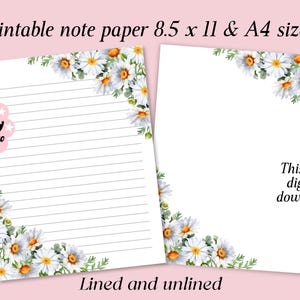 Daisy Letter Paper, Printable Stationary, Printable Writing Paper, Note ...