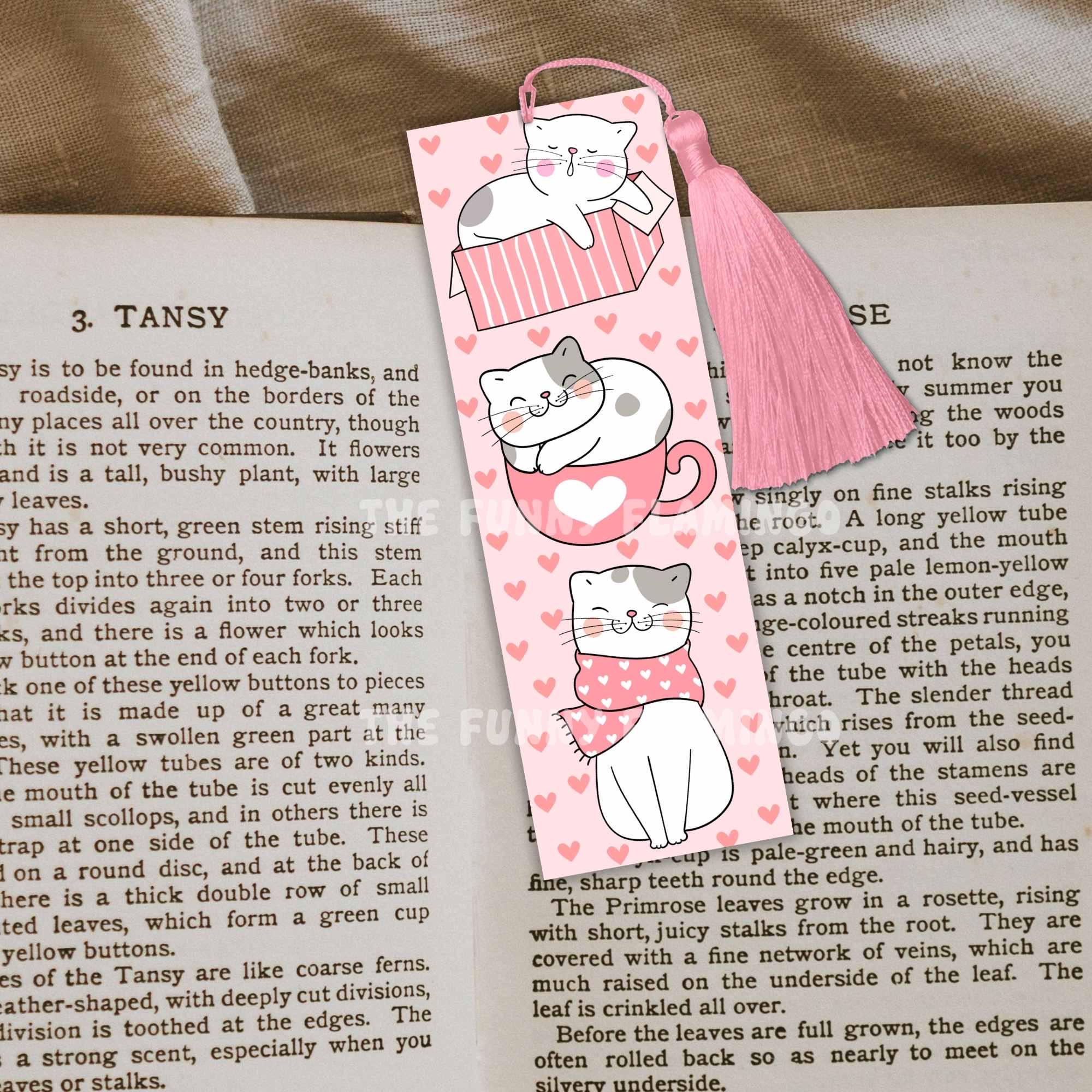Kawaii Cat Printable Bookmark, Cat Bookmark PNG, Cute Printable ...